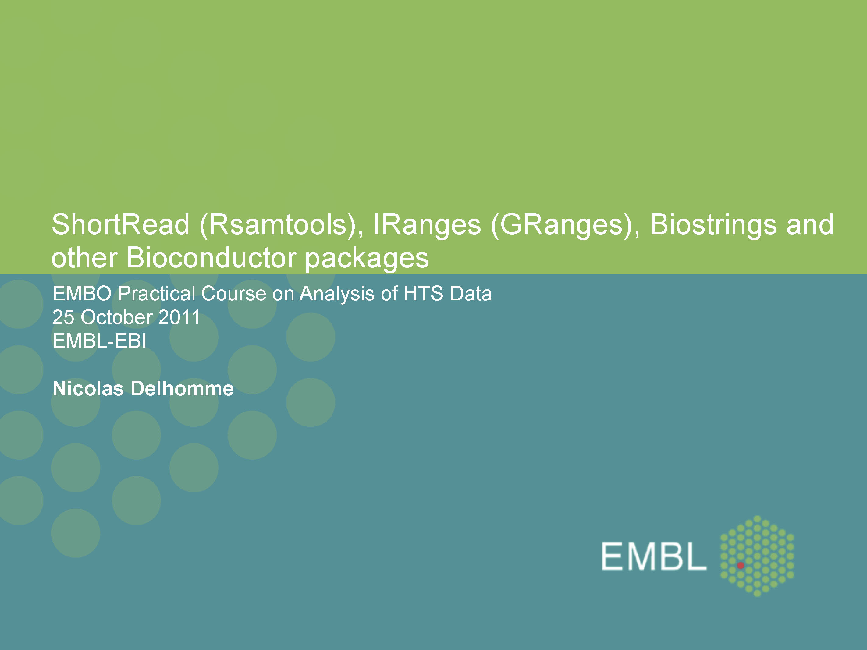 Bioconductor packages for short read analysis - Details