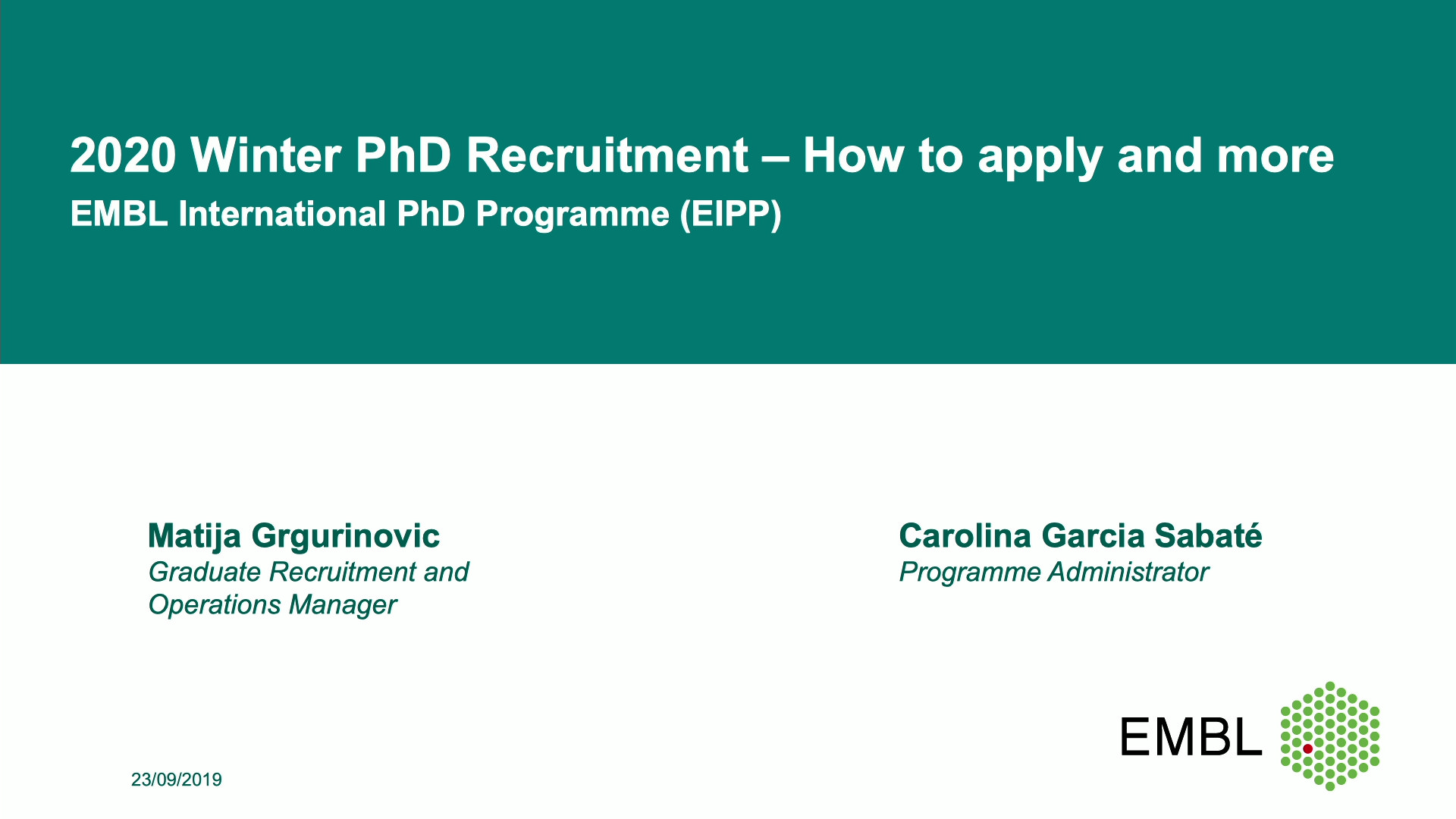 How to apply for the EMBL International PhD Programme